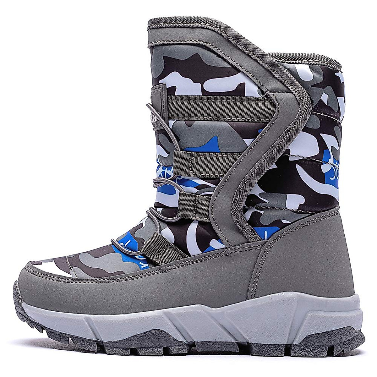 Boys Girls Snow Boots Outdoor Waterproof Winter Kids Shoes Big Kid 6.5, Grey