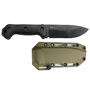 Kydex Sheath fits Ka-Bar Becker BK2 and BK22 with Tension Adjustment & Molle Compatible (FDE)