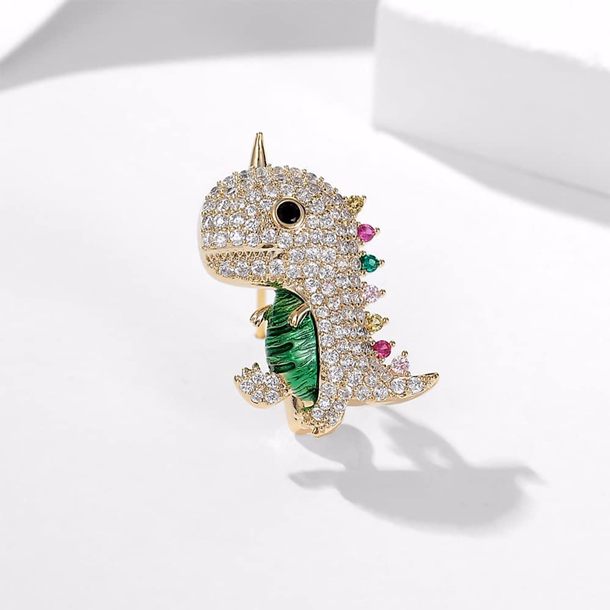 Cute Dinosaur Sparkly CZ Brooches Pins Delicate Luxury Cartoon Animal Brooch Classic for Party Dance Banquet for Women Ladies Girls Dainty Elegant Beautiful Lapel Pins Scarf Clips Collar Neck Tie Dress Suit Shirt Ceremony Clothes Accessories Jewelry Mothe