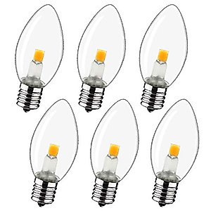 MYEMITTING Night Light Bulb – C7 E12 LED Bulbs – Candelabra, 0.6 Watt Equivalent 7W Incandescent Bulb, Warm White 2700K, Window Candles & Chandeliers Replacement Bulb, 6 Pack