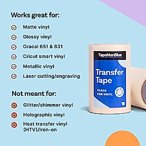 6" x 100' Roll of Clear Transfer Tape for Vinyl, Made in America, Vinyl Transfer Tape for Cricut Crafts, Decals, and Letters