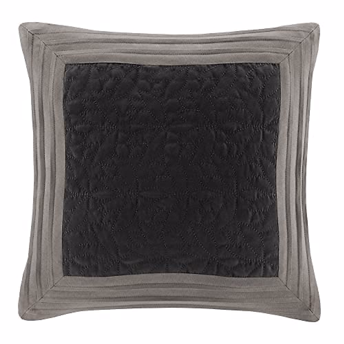 Madison Park Palmer Comforter Set - Faux Suede Design, Striped Accent, All Season Down Alternative Bedding, Matching Shams, Decorative Pillow, Bed Skirt, Full (82 in x 90 in), Black 7 Piece