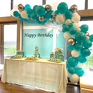 Teal Blue Silver White Balloons, 50Pcs Teal and Silver Balloons Turquoise Blue White Silver Confetti Latex Balloons for Wedding Bridal Baby Shower Birthday Graduation Party Decorations
