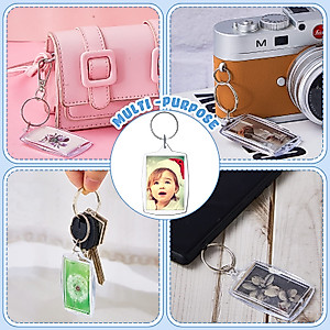 Junkin 500 Pcs Acrylic Keychain Blanks Graduation Photo Keychains Bulk Picture Frame Keychain 2.2 x 1.6 Inch Picture Keychain Clear Rectangle Acrylic Keychain Blanks for DIY Craft Graduation Gifts