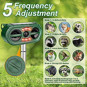 Ultrasonic Animal Repeller,Solar Powered Animal Repellent Outdoor Cat Repellent Dog Deterrent Waterproof Ultrasonic Bird Repellent with Motion Sensor