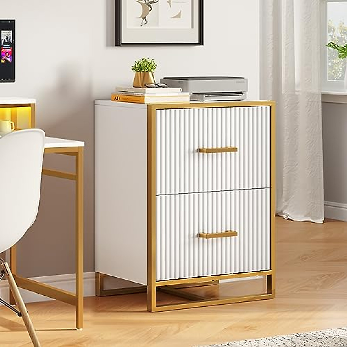 YITAHOME 2 Drawer File Cabinet, Large Lateral Filing Cabinet for Home Office, White