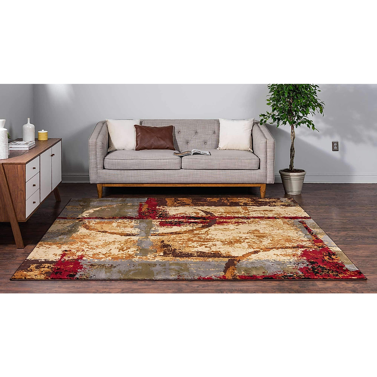 Unique Loom Barista Collection Area Rug - Catuai (4' 1" Square, Multi/ Brown)