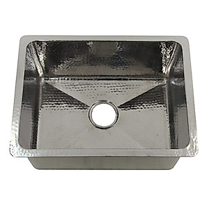 Nantucket Sinks 23 Inch Hammered Stainless Steel Rectangle Kitchen/Laundry Sink