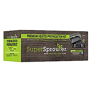 Super Sprouter Premium Heated Propagation Kit for Starting Seeds or Cuttings, Includes Heat Mat, Tray, Grow Light, and More