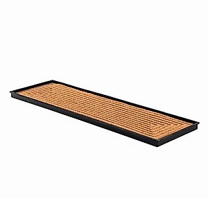 Anji Mountain AMB0BT4F-018 Black Rubber Boot/Shoe Tray with Coir, Fits 4 Pair (46.5" Wide), Rectangle Embossed Insert