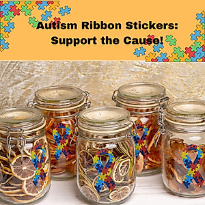 250 Asperger's Awareness Ribbon Stickers - Support Autism Advocacy - Autism Ribbon Stickers for Events, Fundraisers, and Autism Awareness Campaigns - Autism Acceptance Symbol - 1 Roll