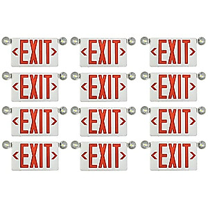 Ciata Ultra Bright Led Decorative Red Exit Sign & Emergency Light Combo with Battery Backup, Fire Exit Sign with Lights, Lighted Exit Signs with Battery Backup, 6-inch Red Letters - 12 Pack