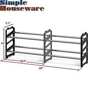 Simple Houseware 2-Tier Extendable Shoe Rack, Black