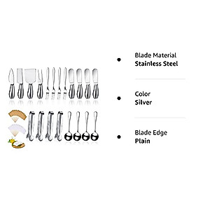 Charcuterie Board Accessories Cheese Spreader Knife Set Cheese Butter Knife Stainless Steel Mini Serving Tongs Spoons Appetizer Forks for Pastry Christmas (Silver, 20 Pieces)
