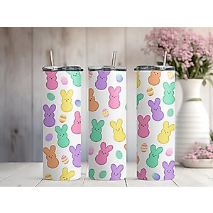 Pastel Peeps Bunny Pattern 20oz Stainless Steel Tumbler with Spillproof Lid and Straw