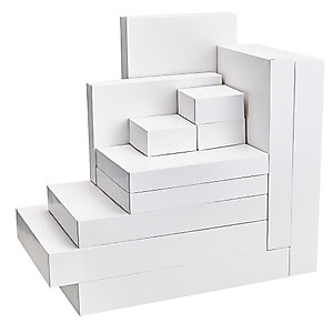 JOYIN 18 pcs Assorted Sizes Shirt White Box with 16 pcs Gift Tag Stickers for Christmas, Holidays, Father’s Day, Birthday