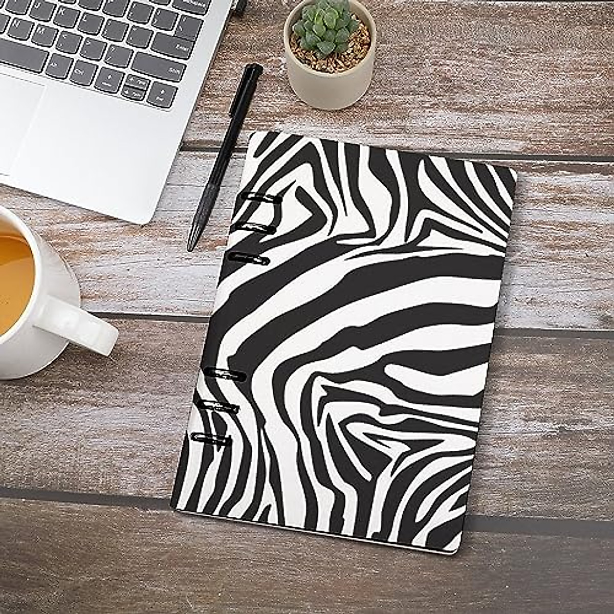 African Zebra Stripes Notebook Cover 6-Ring Binder Portable Planner Book Loose-Leaf Cover for Home Office