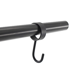 Ulifestar Stainless Steel Closet Rod Hooks, Heavy Duty Utility Hooks for Hanging Pots,Pans,Mugs,Towels,Oven Mitts,Adjustable J Typed Kitchen Hooks Fit for 22mm Rod 5 Pack Black