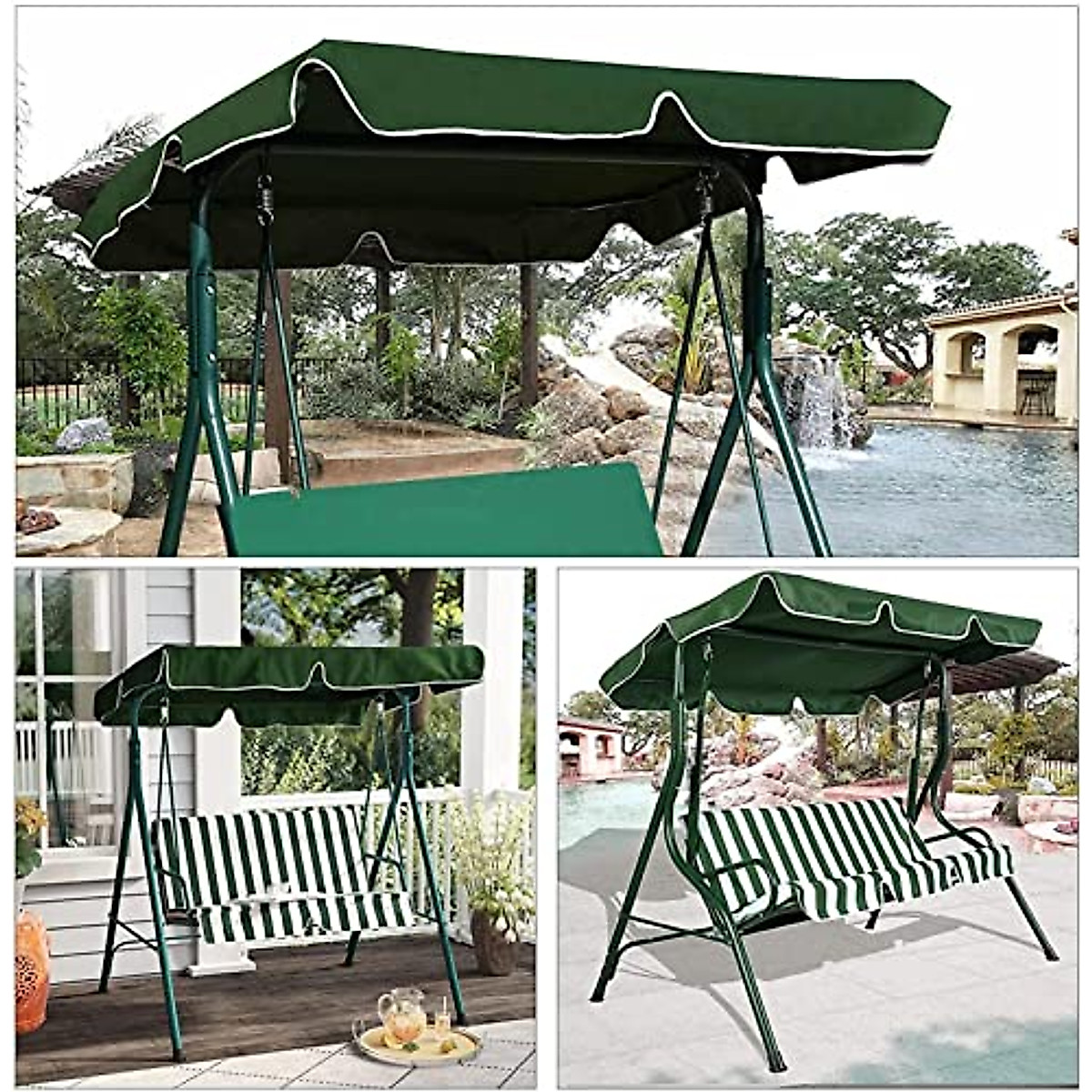 BTURYT Swing Canopy Replacement Cover,Swing Seat Cover,2/3 Seater Outdoor Swing Seat Cover Replacement Top Cover,(top Cover + Chair Cover)