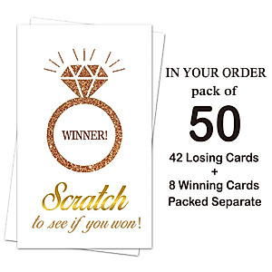 Haizct 50 Pack Diamond Bridal Shower Scratch Off Game Cards for Country Wedding, Bridal Shower, Bridal Lottery Tickets, Wedding Shower Ideas (Scratch to see if you won)