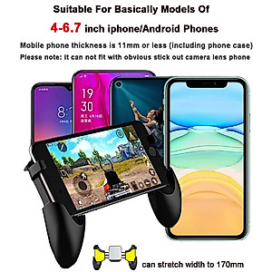 KingTSYU Phone Game Controller With Cooling Fan, Mobile Game Handle with Triggers for PUBG/Call of Duty/Fortnite, L1R1 Gaming Grip Gamepad for 4.7-6.5" iPhone iOS/Android Phone
