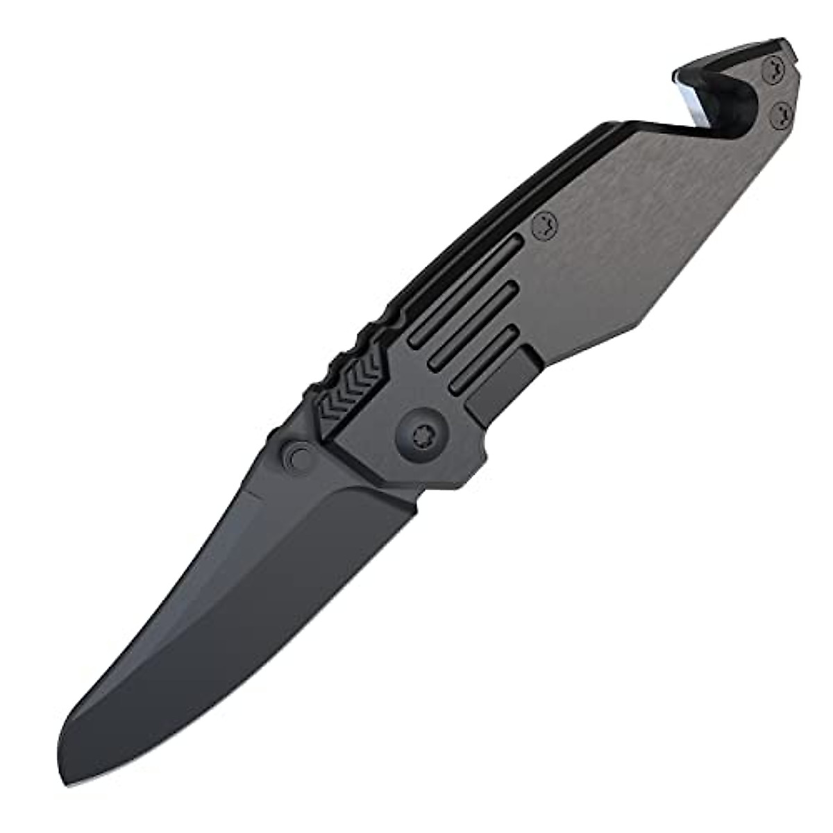 Pocket Knife, SHARKNIGHT EDC Pocket Knife 440C 2.56 inch Blade Wire Cord Cutter Glass Breaker Built-on Belt Clip Safe Lock Aluminum Handle Folding Knife for Outdoor Survival Camping Gift for Gentlemen