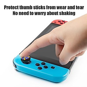 Switch Joycon Thumb Grip Caps, Soft Silicone Joystick Cover Compatible with Nintendo Switch/OLED/Switch Lite, Analog Stick Grips Button Covers for Switch (K-Mix)