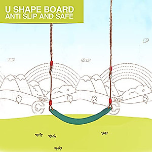 RedSwing Swing Seat for Kids Outdoor with 57-86" Rope, Kids Safety Playground Swing Seat Replacement, Belt Swing, Heavy Duty, Green 1 Pc