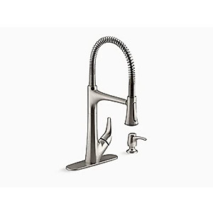 KOHLER R27459-SD-VS Lilyfield Commercial Style Pre-Rinse Single-Handle Semi-Professional Kitchen Sink Faucet, Vibrant Stainless