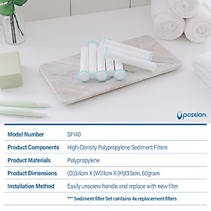 POSEION Shower Head Sediment Filter – 4 Replacement Showerhead Filters Soft Water High Density Polypropylene for Hard Water Softener Remove Rust Hydrate Dry Hair Scalp Skin Care Made in Korea SF140