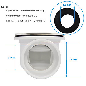 Low Profile Shower Drain, 1.5" Side Outlet Drain Assembly with Perforated Strainer, for 1.5" Replacement Shower Base PVC Drain and Side Outlet Drain