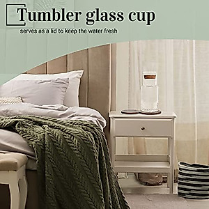 BDECOR Bedside Water Carafe Set, 25oz Bedside Carafe, Water Carafe with Cup, Lid and Coaster, Bedside Carafe and Glass Set