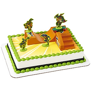 DecoSet® Teenage Mutant Ninja Turtles TMNT-RISE UP! Cake Topper, 6-Piece Birthday Decoration for Cakes and Cupcakes, Surprise Your TMNT Fan with ALL the Characters and Interactive Skateboard
