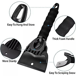 AQTZGOS Car Windshield ice Scraper, deicer with Retractable Handle Snow Brush 180° Swivel Brush Head Snow Scraper with Towel Gloves, Suitable for Cars, Trucks, SUVs