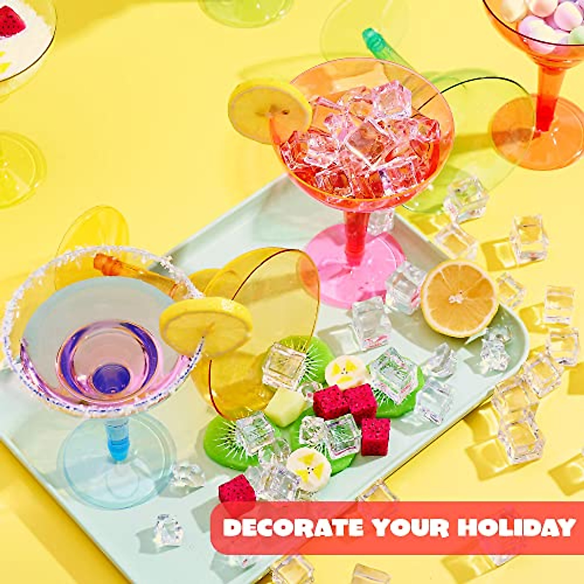 JOYIN 36 Packs Plastic Margarita Glasses Cups 12 oz Disposable Cinco De Mayo Fiesta Party Decoration for Fun Taco Party Supplies, Neon Cocktail Cups, Mexican Theme for Carnivals