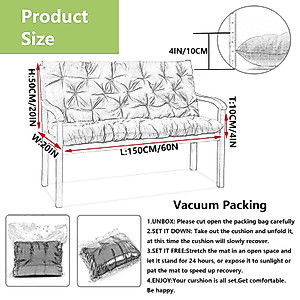 lsxlkha Outdoor Swing Cushions 3 Seater Waterproof, Swing Cushion Replacement Porch Swing Cushions with Backrest Bench Cushion for Patio Loveseat Pad Outdoor Furniture (Green Flowers 60x40in)