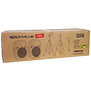 Rockville RPG122K Dual 12" Powered Speakers, Bluetooth+Mic+Speaker Stands+Cables