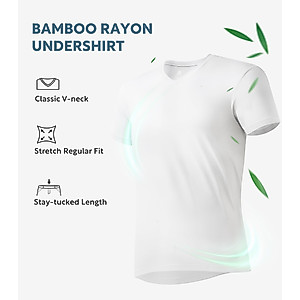 DAVID ARCHY Men's Undershirt Bamboo Rayon Moisture-Wicking White T-shirts Stretch V-neck Tees for Men, 3-Pack (XXL, White)