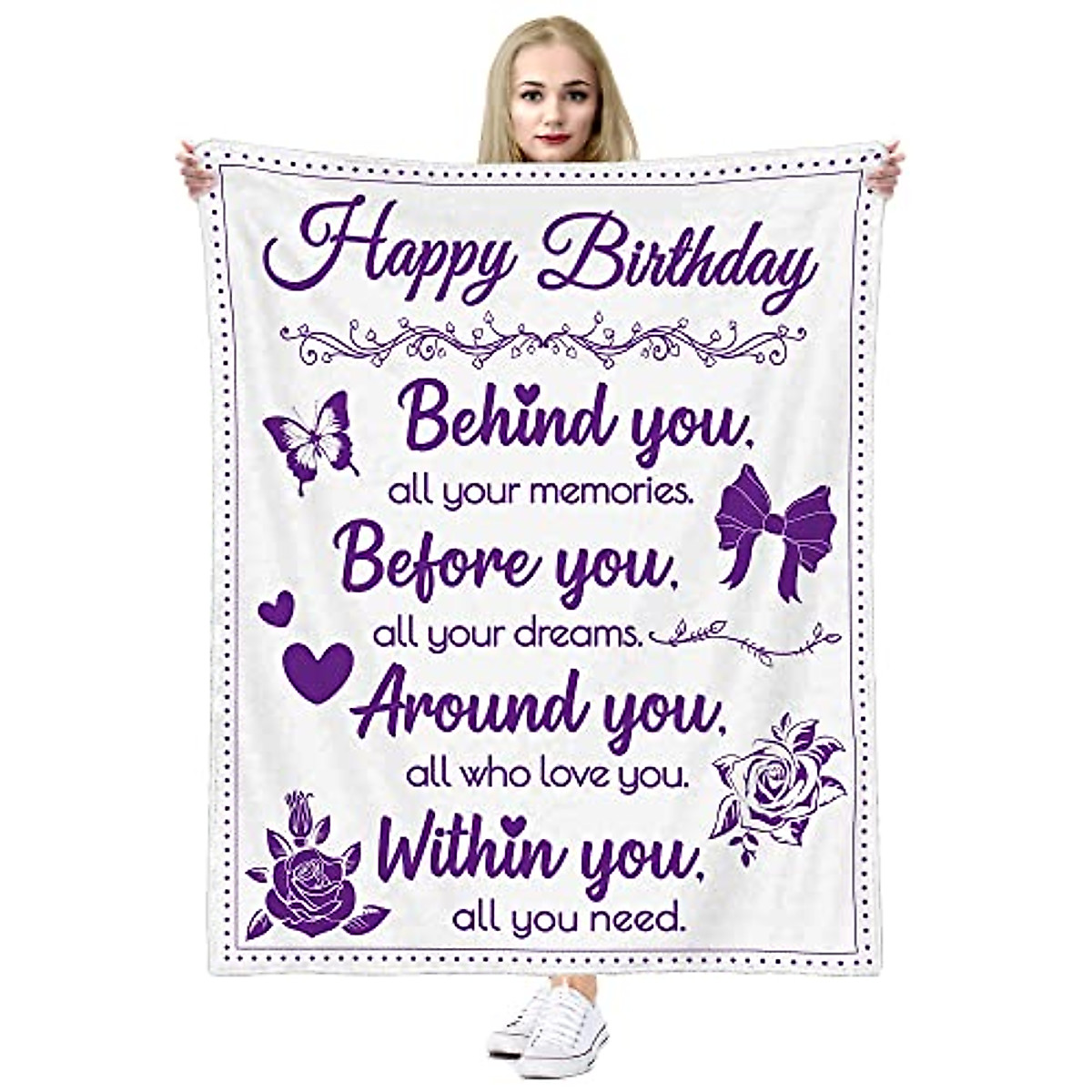 SUPER PANDA Birthday Gifts for Women - Flannel Sofa Throw Blankets 50 x 60 Inch Gifts for Women Birthday Unique Happy Birthday Decorations for Women