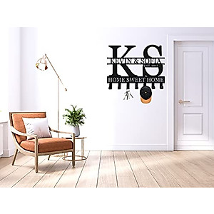 HRZSIGNFC Personalized Couple Names Key Holder for Wall, Metal Key Hooks for Wall, Custom Name Key Rack for Wall, Coat Rack, Towel Rack…