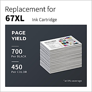 67XL LemeroUtrust Remanufactured Ink Cartridge Replacement for HP 67 XXL 67XL use with HP DeskJet 2755 2722 2724 2725 Plus 4155 4152 4140 Envy Pro 6455 6475 Envy 6055 6052 (Black Tri-Color, 2-Pack)