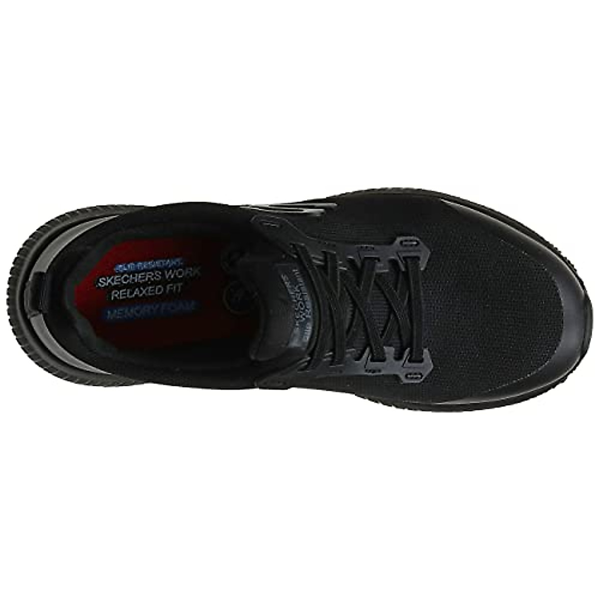 Skechers Womens Squad SR Food Service Shoe, Black Flat Knit, 8 US