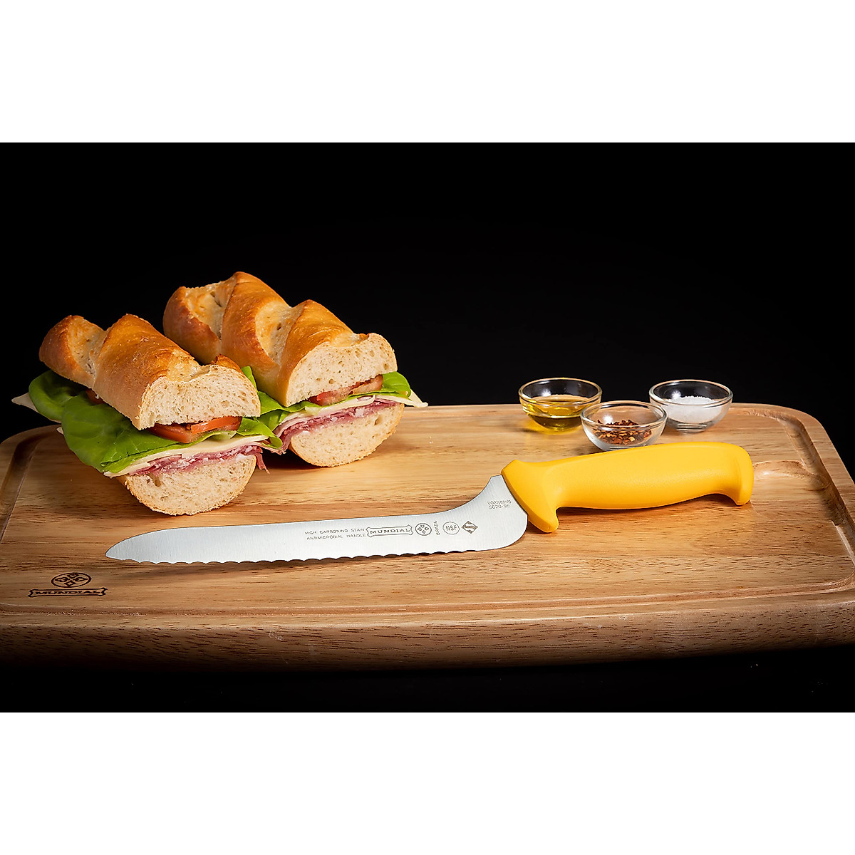 Mundial Y5620-9E 9-Inch Offset Serrated Edge Sandwich Knife, Yellow