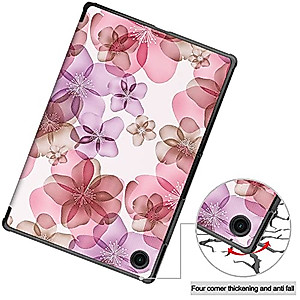 Ratesell Case Cover for Samsung Galaxy Tab A8 10.5-Inch 2022 (SM-X200/X205/X207), Shockproof Ultra Thin Lightweight Tri-Fold Stand Cover with Auto Wake/Sleep Flower