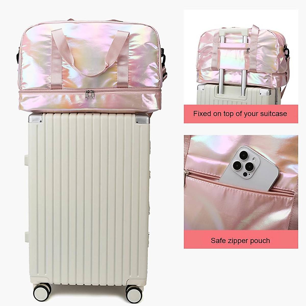 Sports Gym Bag with Shoes Compartment & Wet Pocket, Waterproof Overnight Bag Travel Bag Gymnastic Bag Dance Bag for Girl, Weekend Bag for Women (blue)