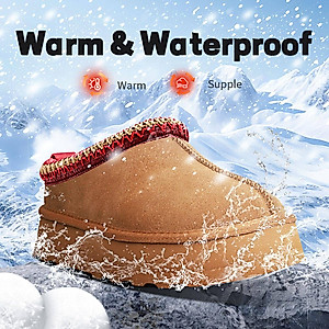 metricfalcon Women's Platform Mini Boots Slippers for Women Indoor Slippers Slip on Fur Fleece Lined Suede Short Ankle Boots