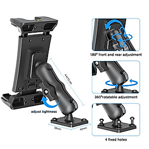 OHLPRO Car Tablet Holder - Heavy Duty Drill Base, Compatible with iPad Samsung Tab 5"-13" Tablet and Phone, Car Tablet Mount for Truck/Business Vehicle/Desktop/Wall, etc.