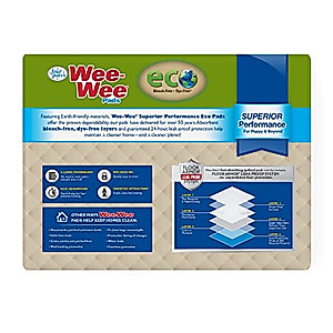 Four Paws Wee-Wee Superior Performance Eco Pee Pads for Dogs - Earth-Friendly Dog & Puppy Pads for Potty Training - Dog Housebreaking & Puppy Supplies - 22" x 23" (50 Count),White