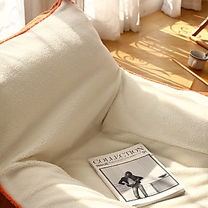 N&V Bean Bag Chair Giant High-Density Foam Filling Sofa with Foot Stool includes Removable and Machine Washable Cover for Teens, Adults to Gaming, Reading, and Watching TV (Brown)