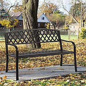 Park Bench Metal Bench 50 Garden Bench Chair Outdoor Benches Clearance Patio Bench Yard Bench Porch Work Entryway Steel Frame Furniture